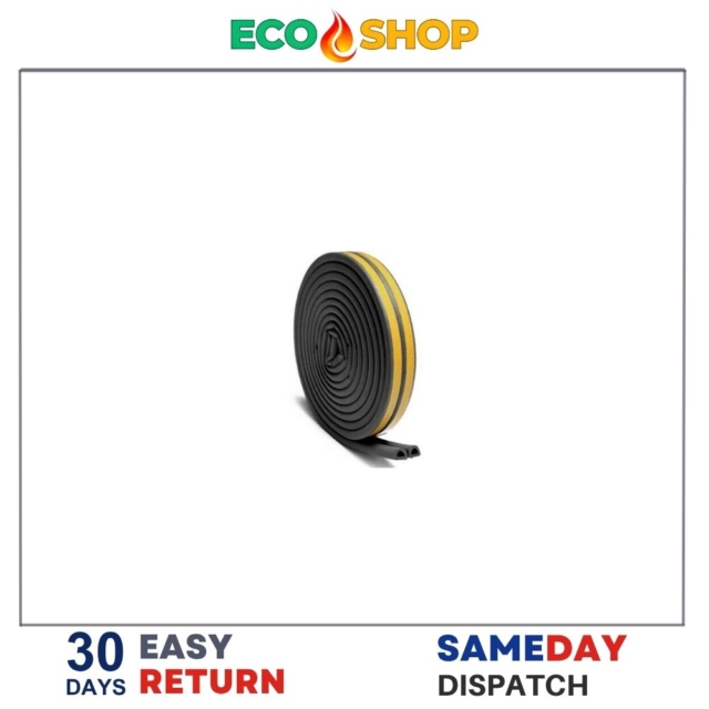 Blackspur 5M P-Type Rubber Draught Excluder Seal Tape | UK Trade