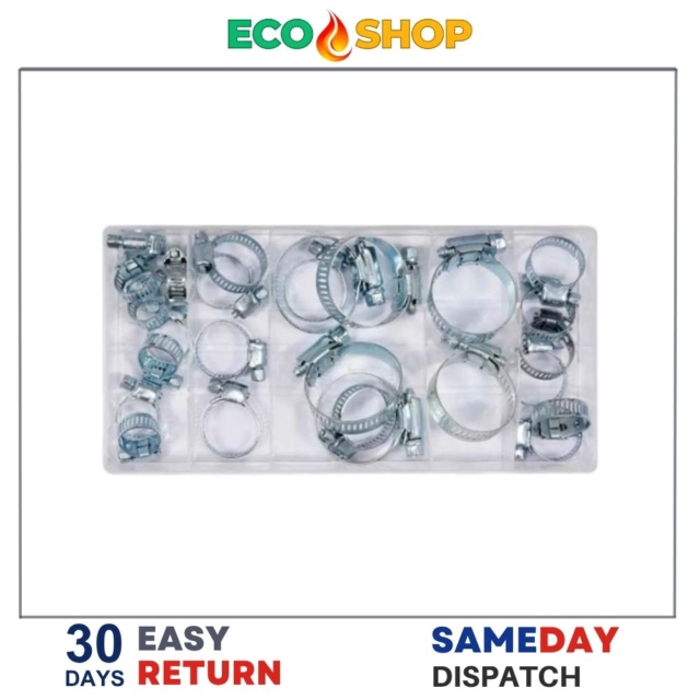 Marksman 26-Piece Assorted Zinc Plated Hose Clamp Set | UK Trade